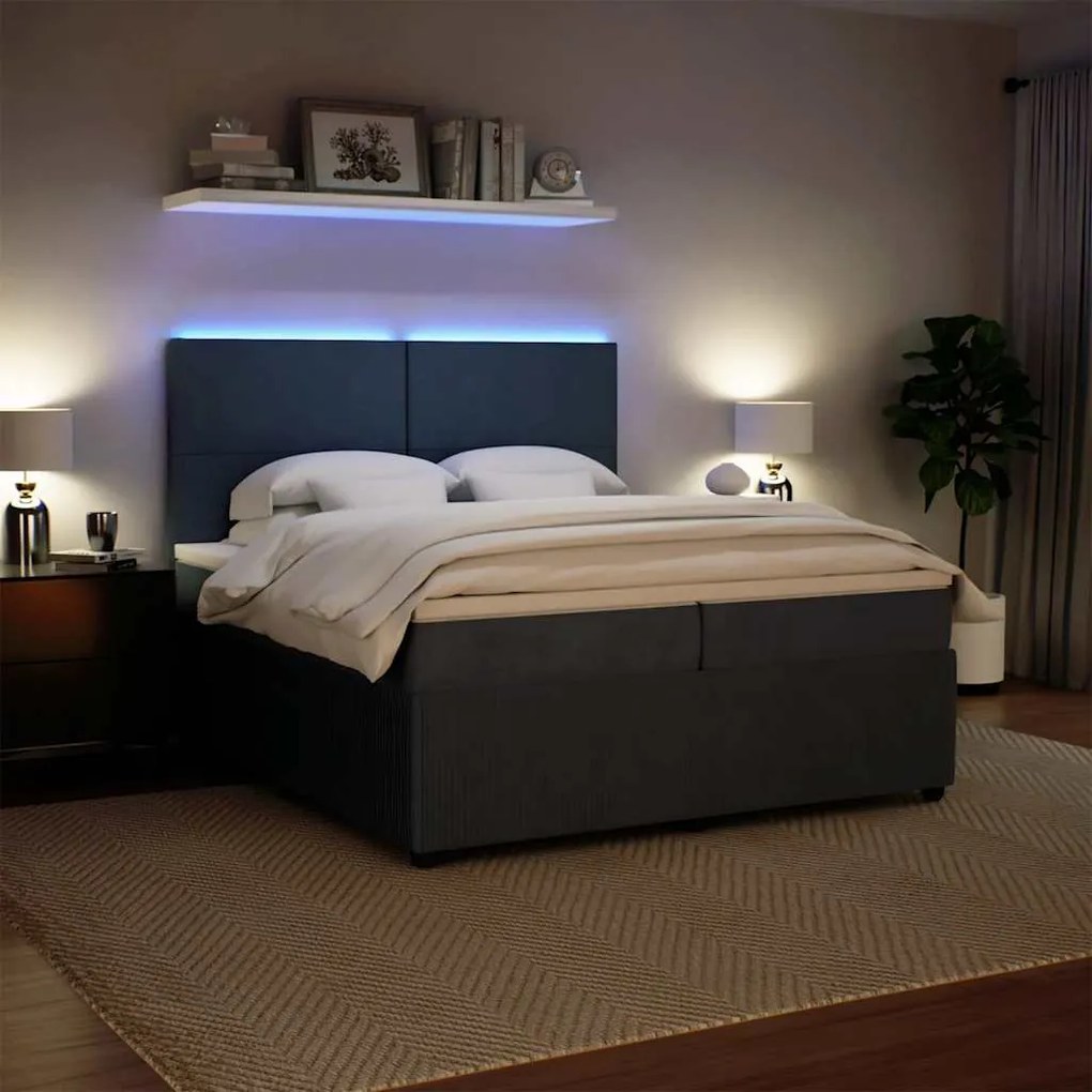 Box spring postel s matrací tmavě šedá 200x200 cm samet 3294725