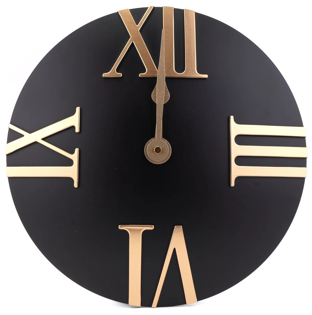 Sifcon Nástěnné moderní hodiny černé barvy s římskými číslicemi CL2069