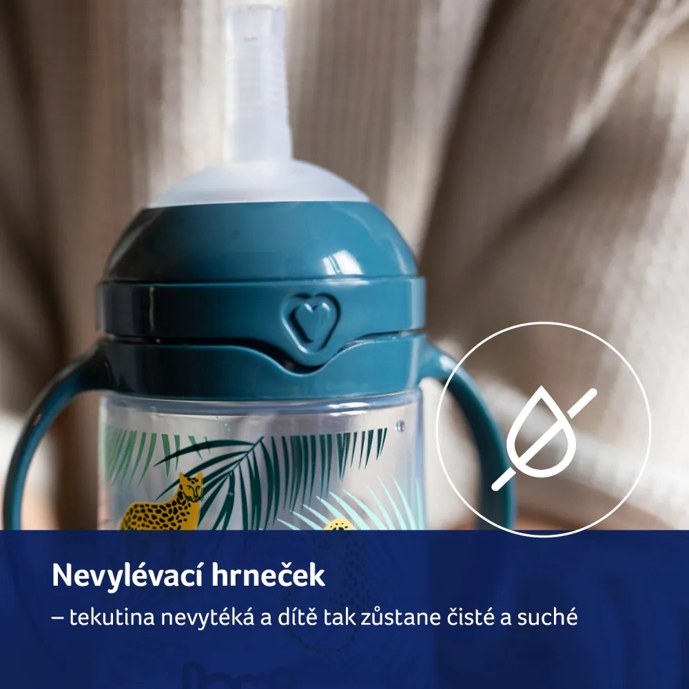 LOVI První hrneček se slámkou a závažím JUNGLE VIBES 150ml