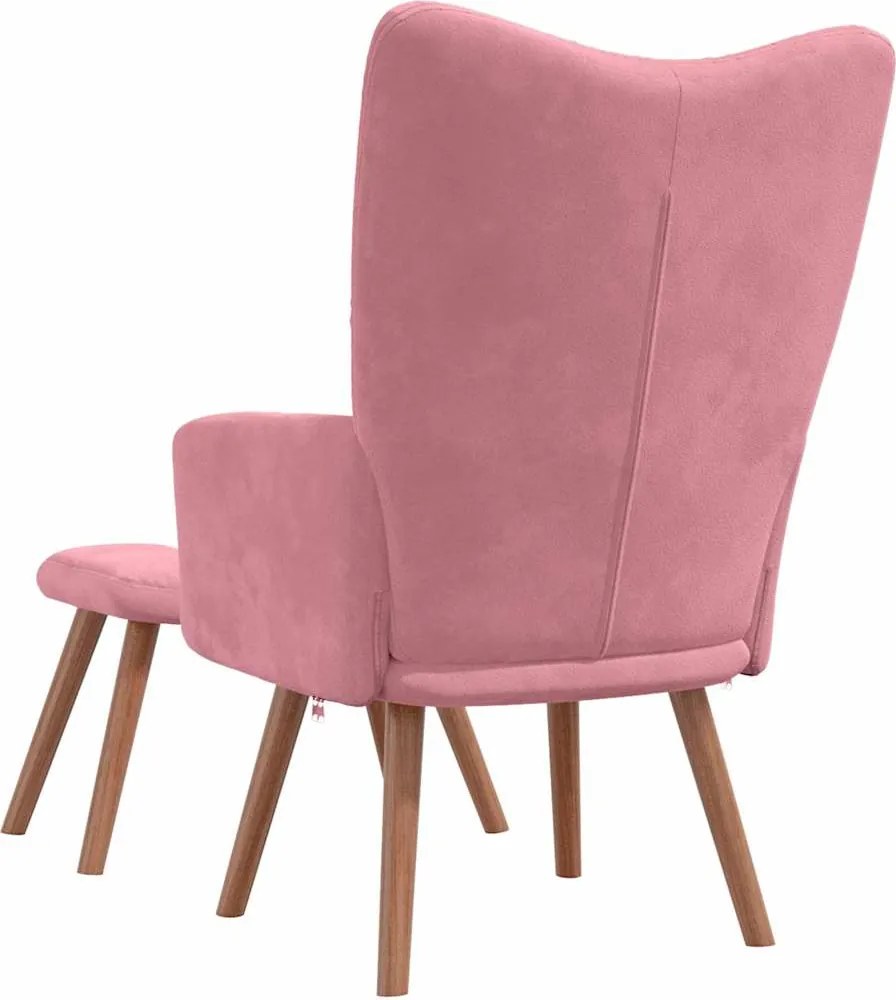 Relaxační křeslo se stoličkou růžové samet 328066