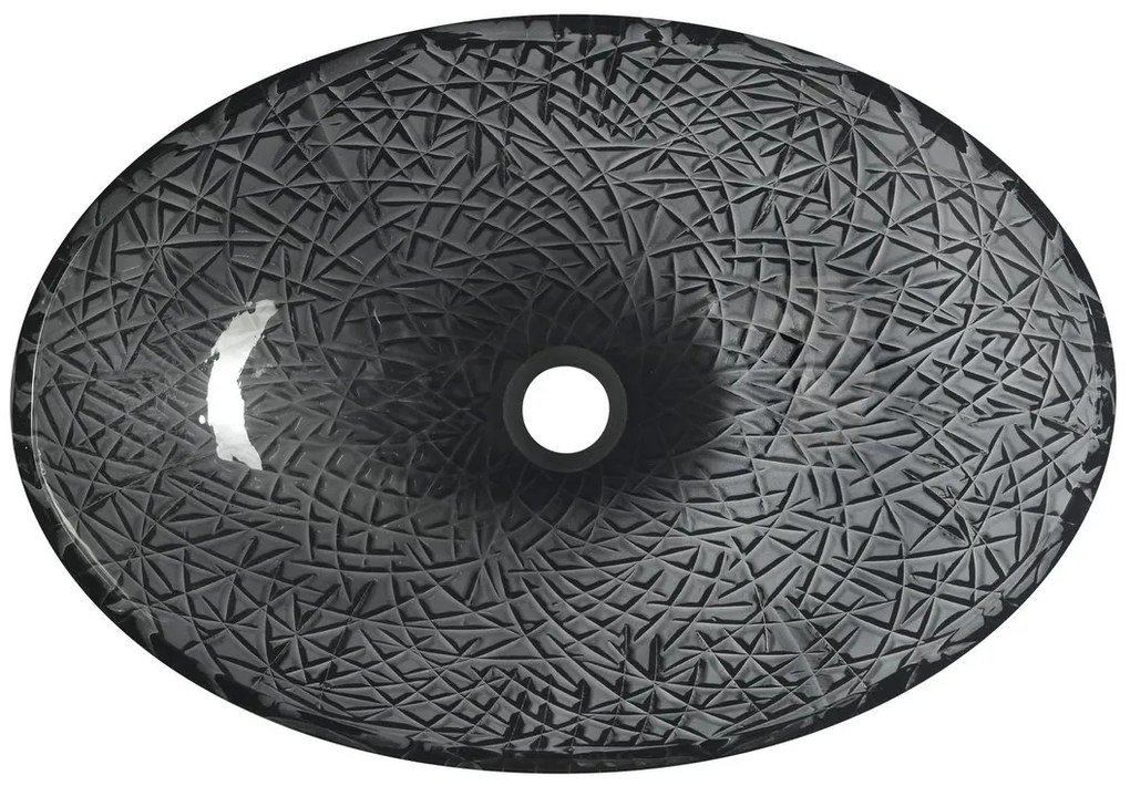 Sapho PURUS skleněné gravírované umyvadlo 50 x 15,5 x 36 cm, černá TY305SG