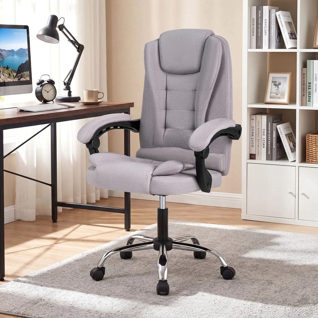Costway Ergonomická manažerská židle s kolečky, nastavitelnou výškou – šedá