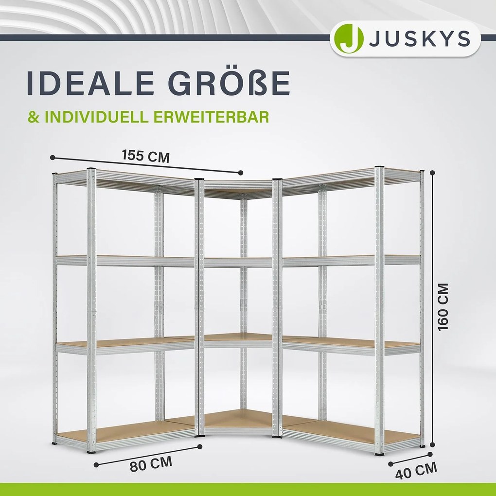 Juskys Sada tří kovových regálů Corner a Easy Barva: šedá
