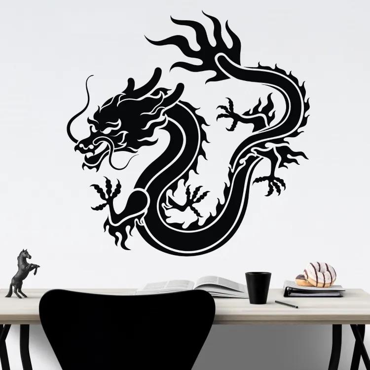 Čínský drak - vinylová samolepka na zeď 100x99cm