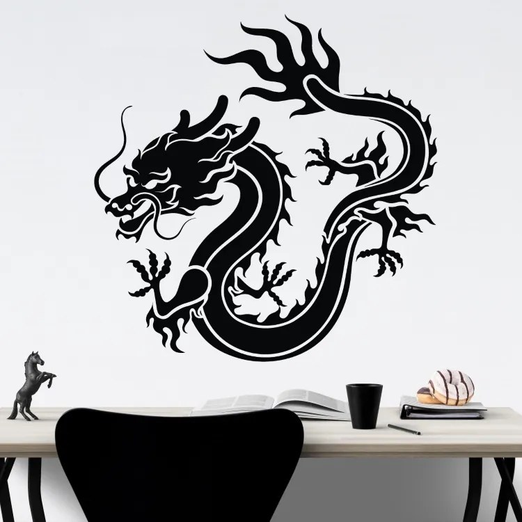 Čínský drak - vinylová samolepka na zeď 80x79cm
