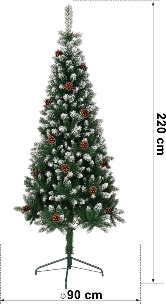 Vánoční stromeček se šiškami NATALE 220 cm zelený