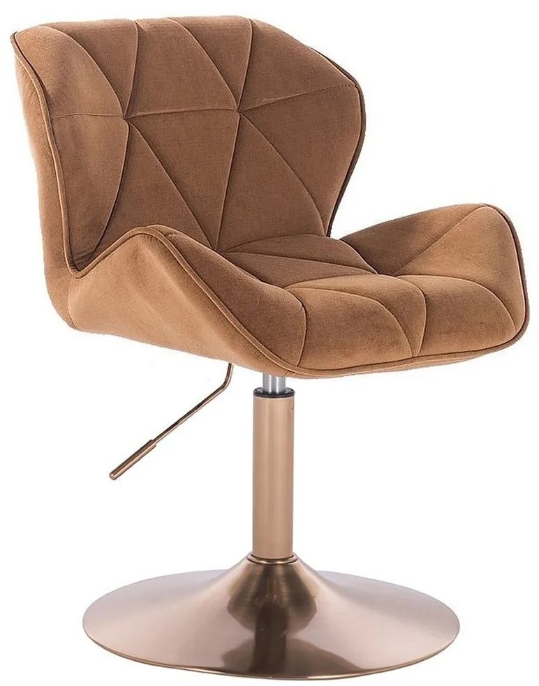 LuxuryForm DESIGN Otočná židle MILANO VELUR na zlatém talíři - medová
