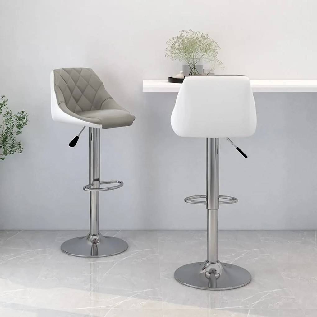 Barové židle 2 ks šedobílé umělá kůže - Default Title