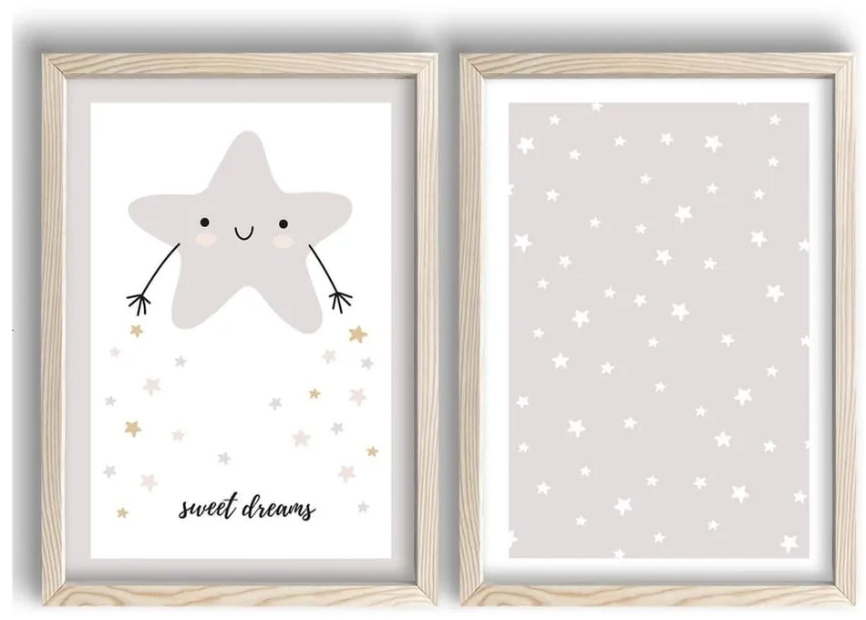 Dětské obrázky v sadě 2 ks 38x53 cm Sweet Dreams – Wallity Biano.cz