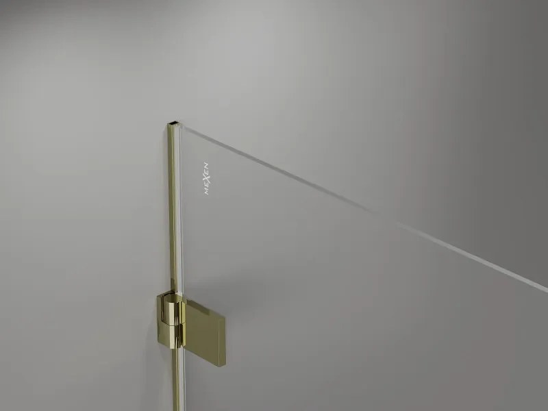 Mexen Lunar-B L, sklápěcí sprchový kout levý 85 x 80 cm, 8mm čiré sklo, zlatý profil, 832L-085-080-50-00-L