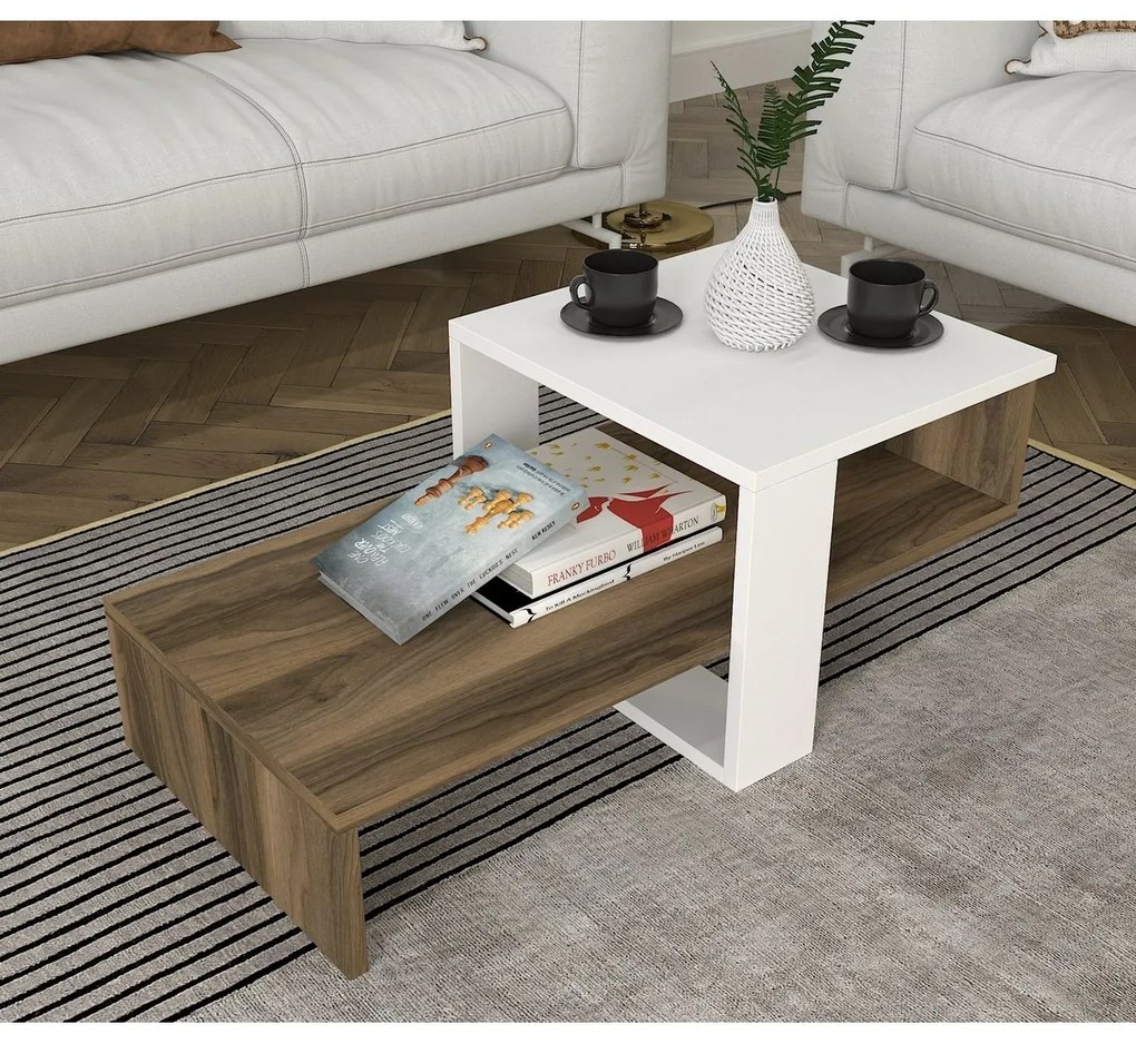 Konferenční stolek Chain White and Walnut
