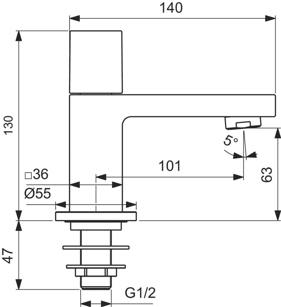 Ideal Standard Extra - Stojánkový ventil na studenou vodu, ušlechtilá ocel BD521GN