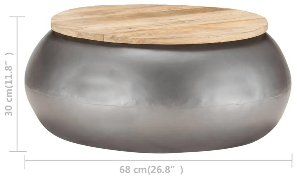 Konferenční stolek šedý 68 x 68 x 30 cm masivní mangovník - Default Title
