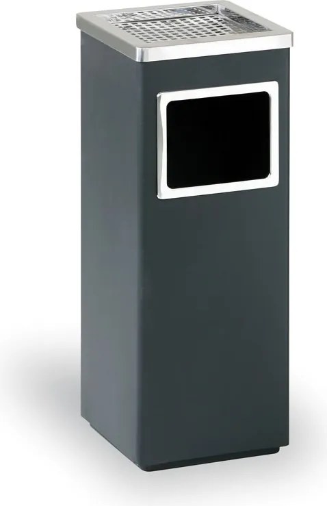 Odpadkový koš s popelníkem, 240 x 240 x 600 mm, černá / nerez