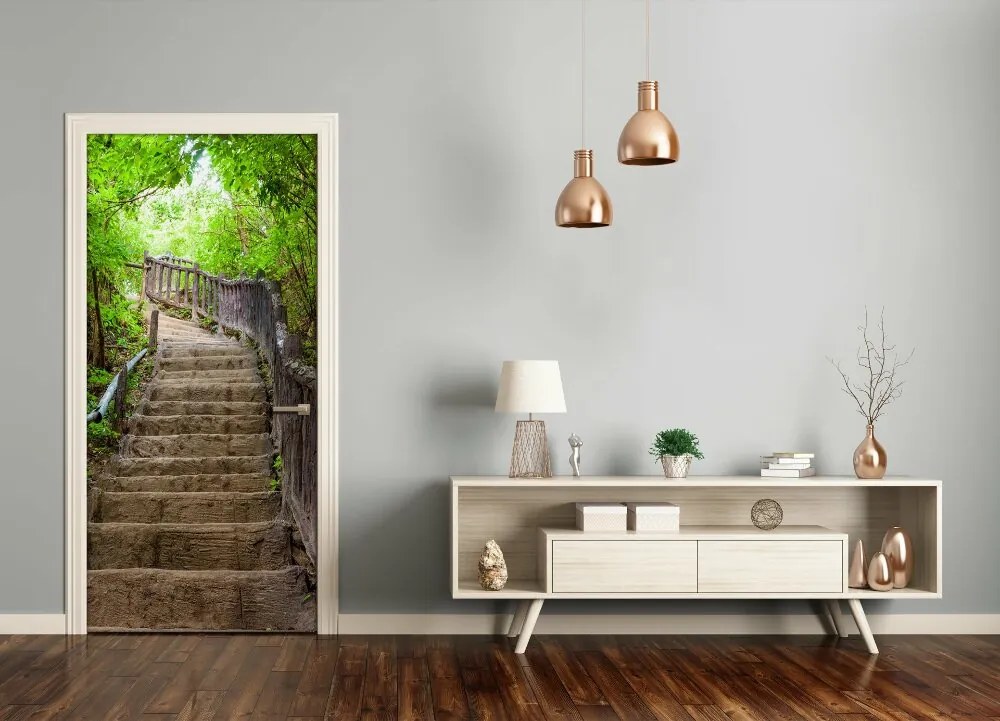 Fototapeta samolepící na dveře schody v lese 95x205 cm