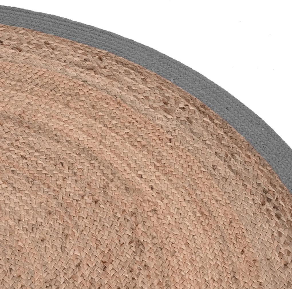 Přírodní/šedý kulatý koberec Braos L z juty, 120x120 cm