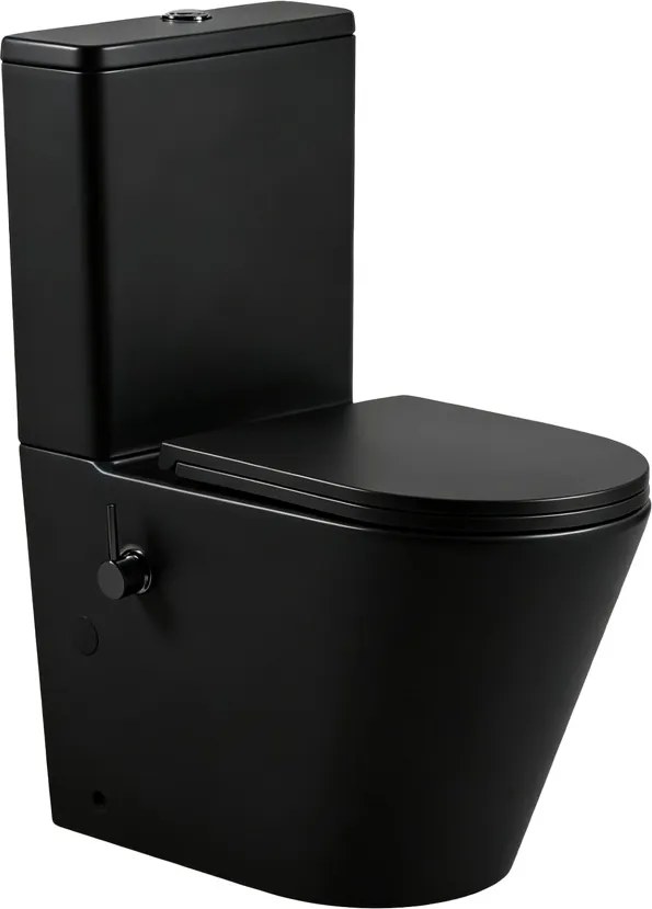 Erga Tina, WC kombi mísa 620x365x820 mm, Rimless + funkce bidetu + toaletní sedátko, černá matná, ERG-V03-TINA-RIM-BID-BK