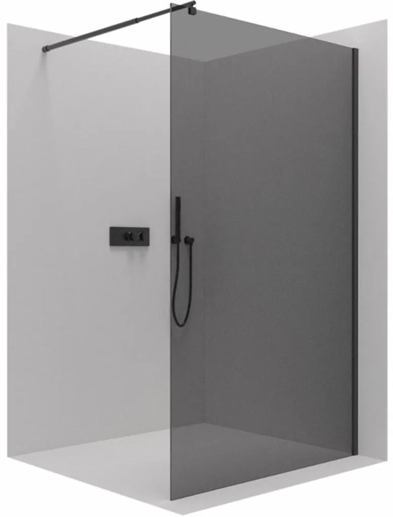 Cerano Onyx, sprchová zástěna Walk-in 130x200 cm, 8mm šedé sklo, černý profil, CER-CER-426418