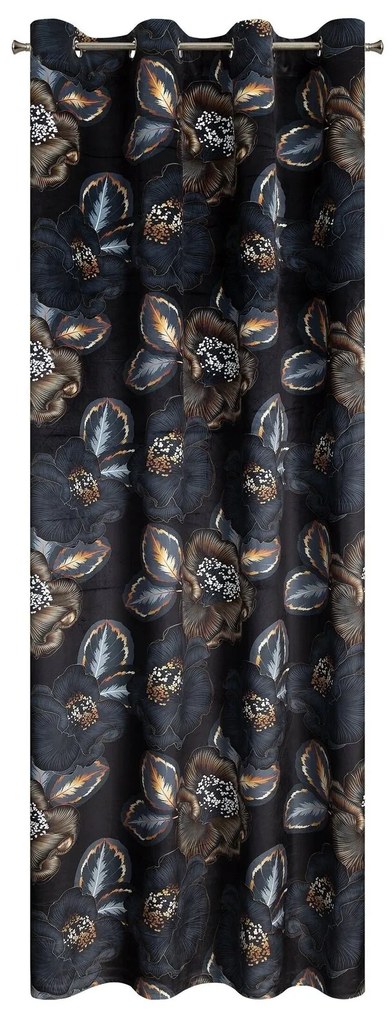 ZATEMŇOVACÍ ZÁVĚS NA KROUŽCÍCH LIMITED COLLECTION PEONIA2 140X250 CM ČERNÁ