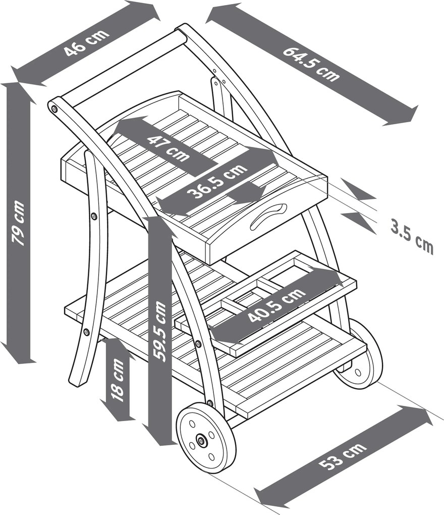 Tchibo - Barový vozík s odnímatelným podnosem - barva: hnědá