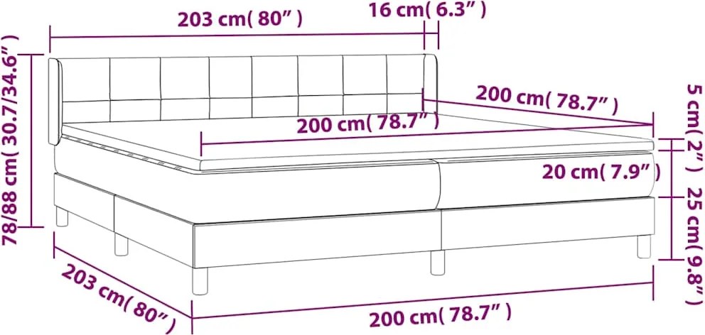 Box spring postel s matrací světle šedá 200 x 200 cm textil 3130297