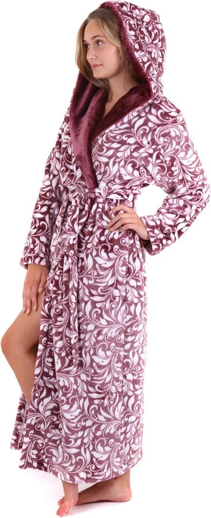 Župan s kapucí Flora mauve wine 39 56 4803 - S