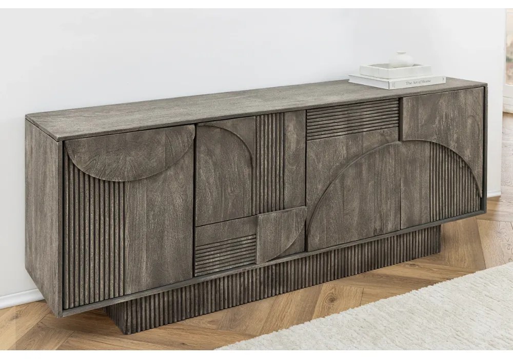 Massive home | Komoda Art Deco 170cm masiv šedé mango