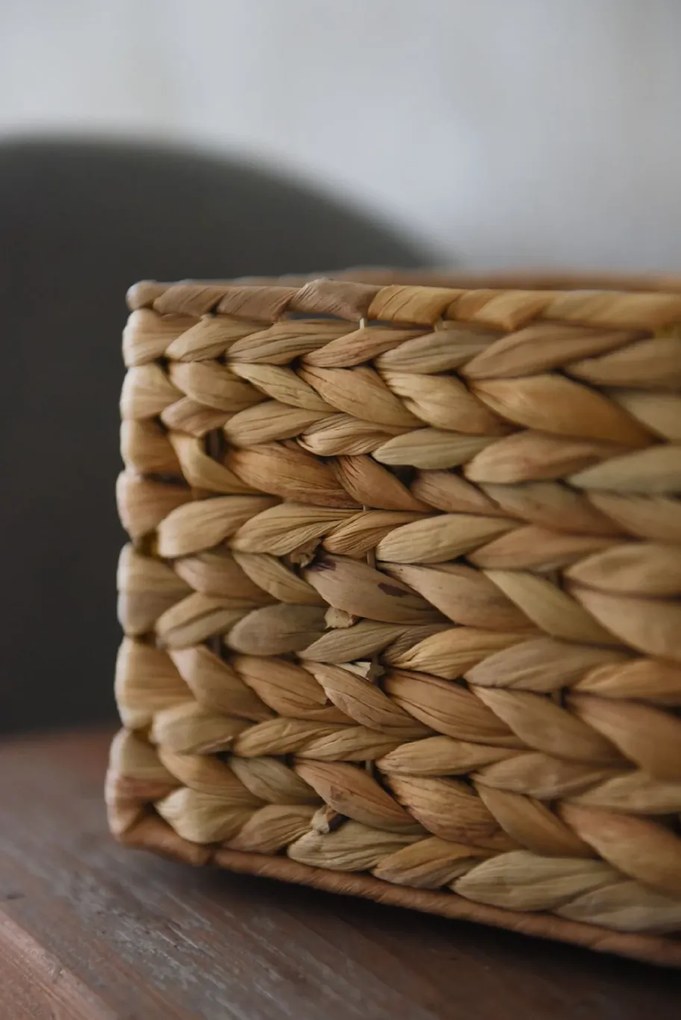 Policový koš LANTA, vodní hyacint, šířka 27 cm, natur