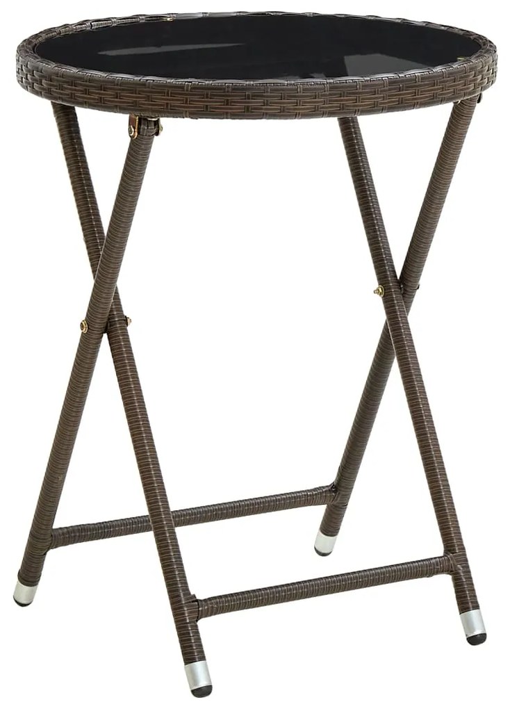 Čajový stolek hnědý 60 cm polyratan a tvrzené sklo 310560