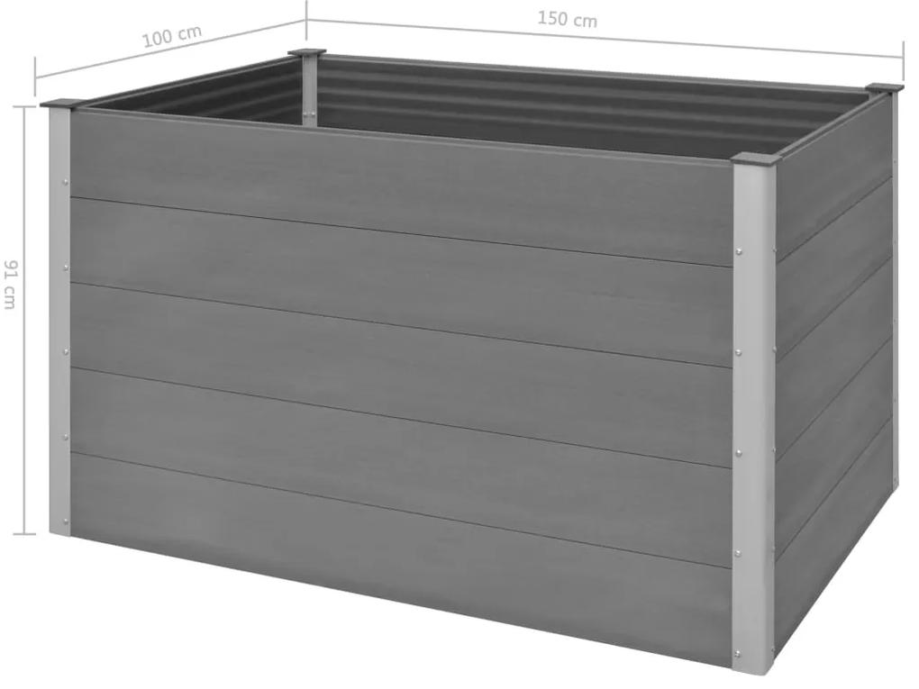Vyvýšený záhon dřevoplast 150 x 100 x 91 cm šedý - Default Title