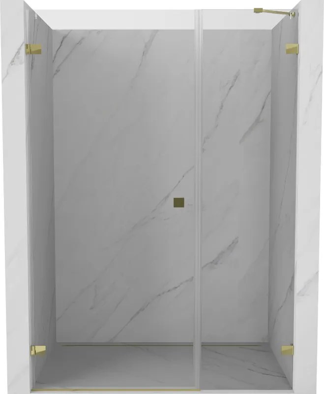 Mexen Lunar-B, levé otočné sprchové dveře 130 cm, čiré sklo, zlatý profil, 832S-130-050-50-00-L