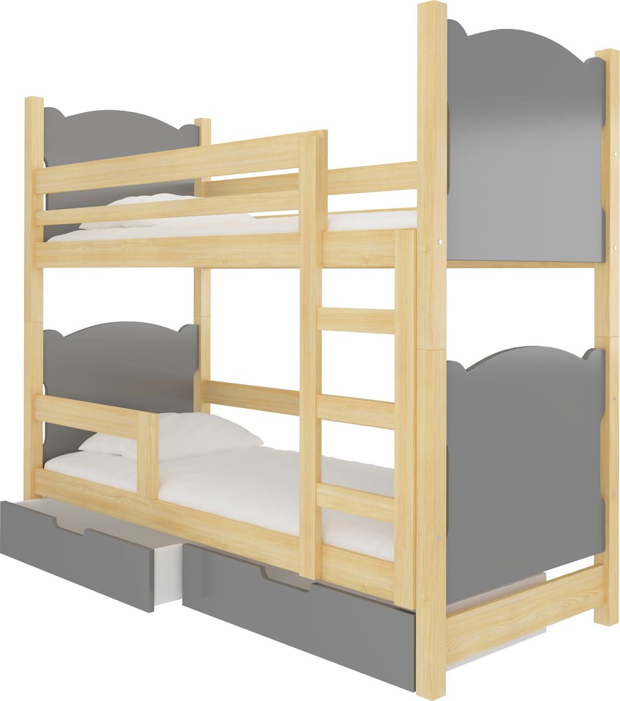 ADRK Furniture Patrová postel pro dvě osoby s matracemi MARABA CH-Mar-PIN+GRA-D047