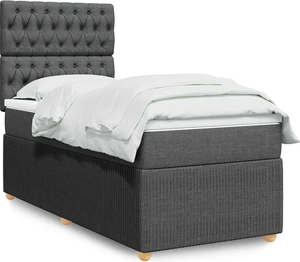 Box spring postel s matrací tmavě šedá 100 x 200 cm textil 3291975
