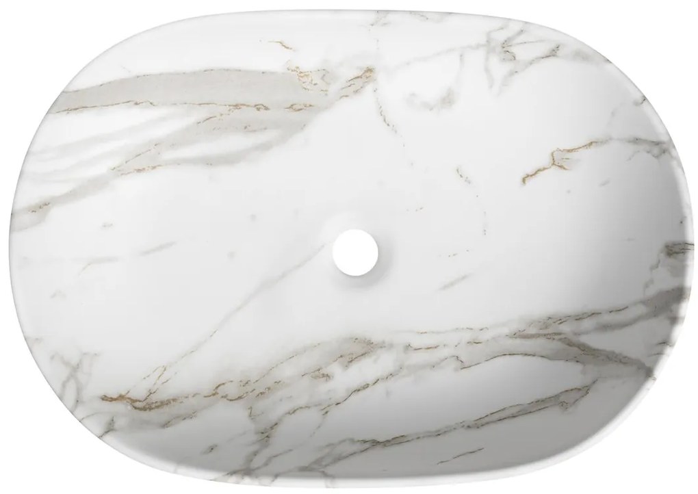 Sapho Sapho, CALEO keramické umyvadlo na desku 60x42cm, bianco carrara, CA590BC