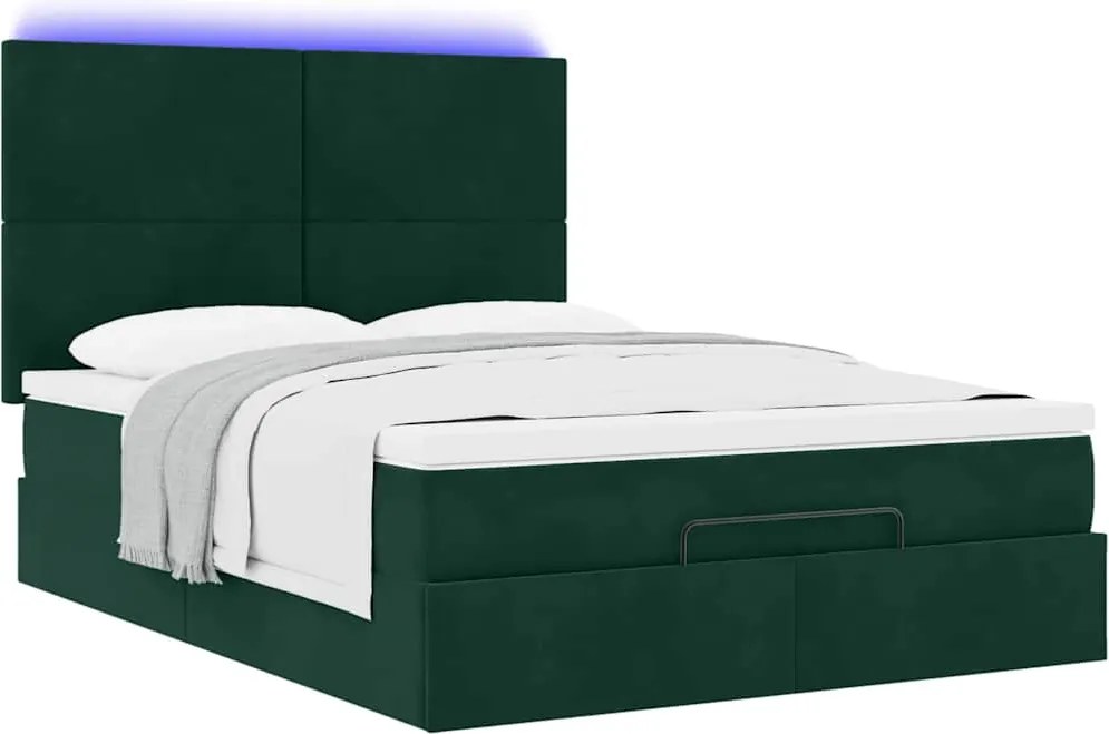 Osmanský rám postele s matracemi tmavě zelená 140x190cm samet 3314249