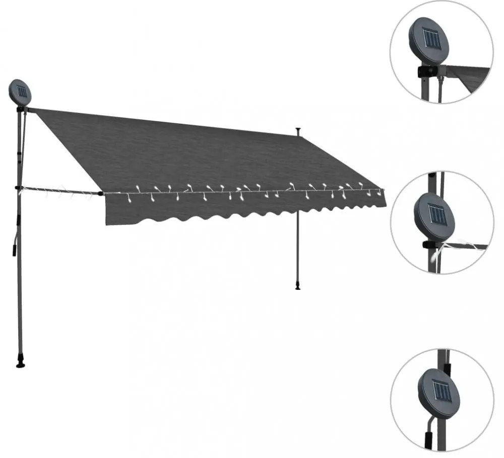 Ručně zatahovací markýza s LED světlem 350x120 cm Dekorhome