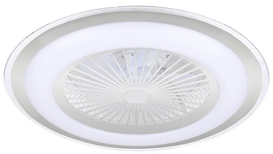 LED Stmívatelné stropní svítidlo s ventilátorem ZONDA LED/48W/230V stříbrná + DO