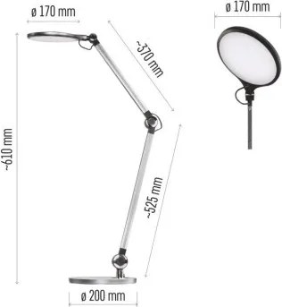 Stolní LED lampa Karen s bezdrátovým nabíjením černá