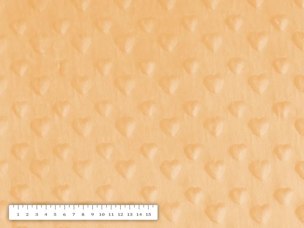 Biante Dětský povlak na polštář Minky 3D srdíčka MKS-007 Světle meruňkový 40 x 40 cm