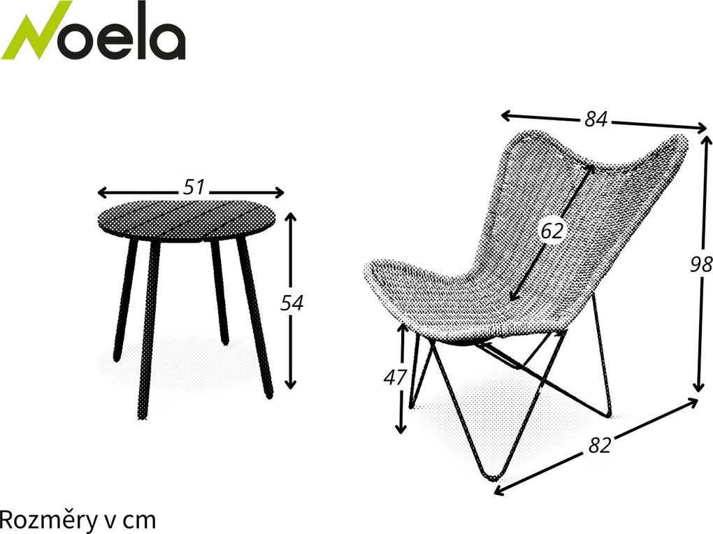 Noela Balkonový set Lounge + 2x křeslo Edland