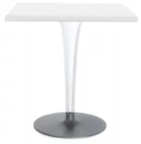 TopTop Melamine čtvercový 70x70 cm kulatá noha, kulatý podstavec bílá Kartell