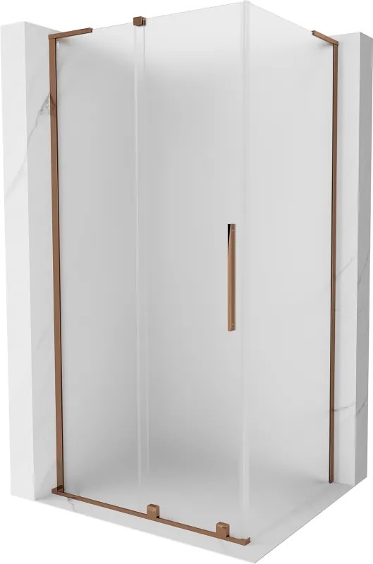 Mexen Velar L, sprchový kout s posuvnými dveřmi 100 x 110 cm, 8mm sklo námraza, růžové zlato, 871-100-110-33-60