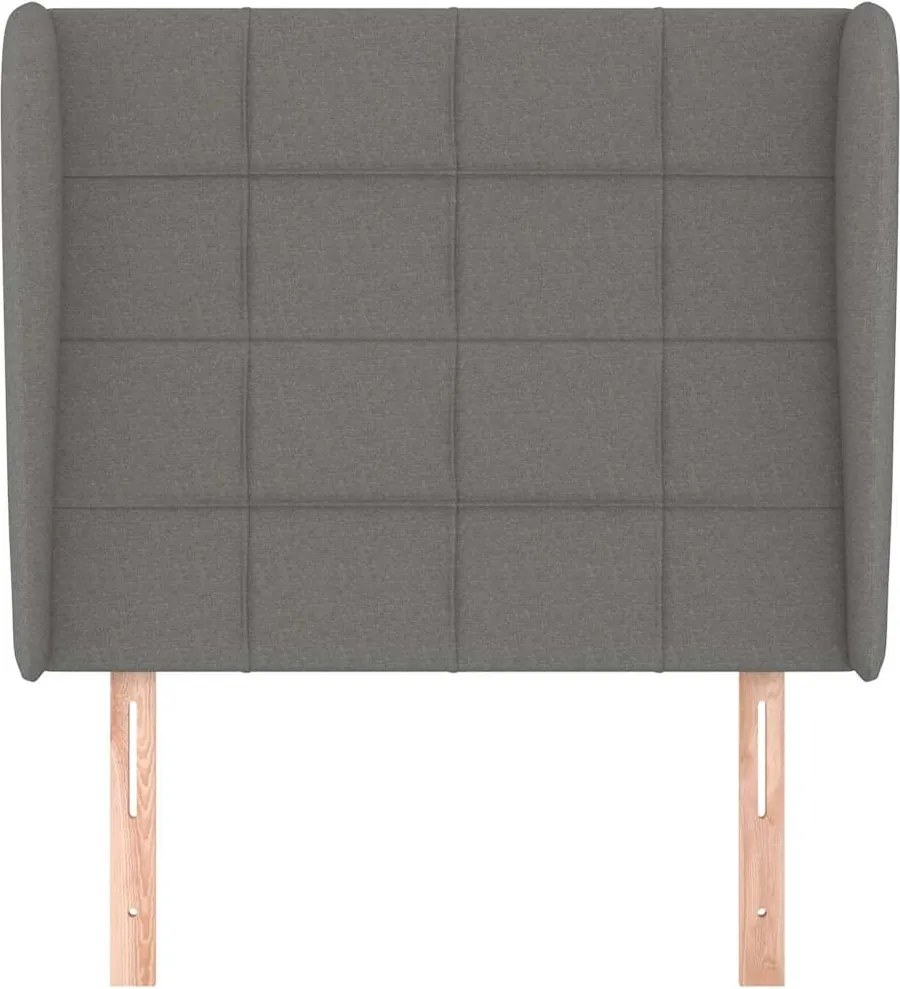 Čelo postele typu ušák tmavě šedé 103x23x118/128 cm textil 3117947