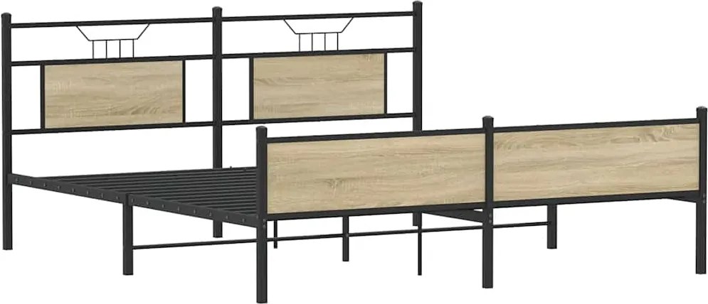 Kovový rám postele bez matrace dub sonoma 180 x 200 cm 3325125
