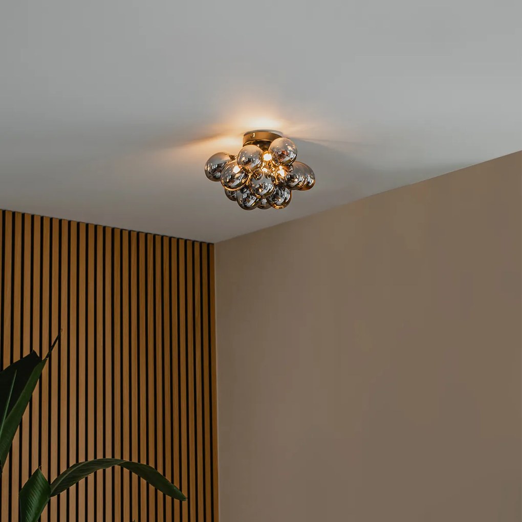 Chytré stropní svítidlo černé s kouřovým sklem 3-světelné vč. Zigbee G9 - Uvas