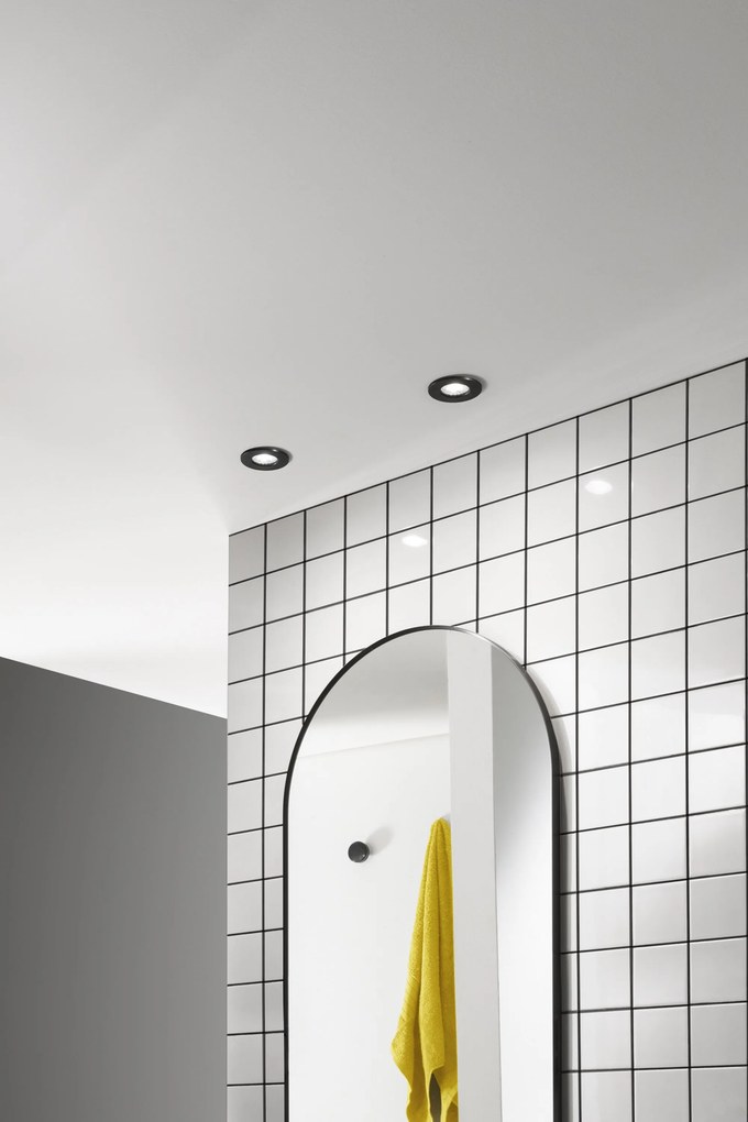FAN INC-DUPLEX-R85-NER Vestavné svítidlo Duplex (černé kovové) IP65, 1 x GU10, pr. 86 x 86.6 mm (výřez pr. 65–75 mm) - FANEUROPE
