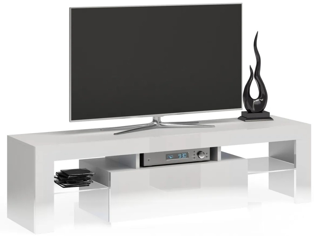 TP Living TV stolek DEKO RTV 140CM bílý lesk/sklo