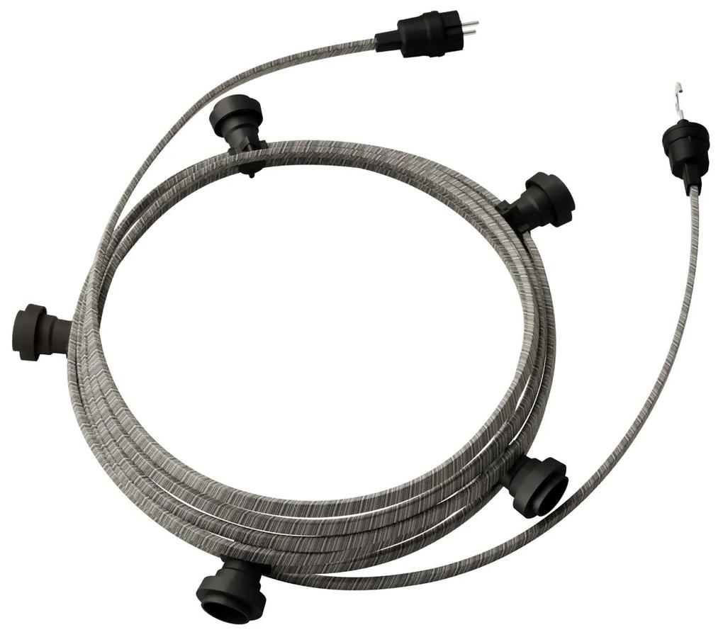 creative cables Hotový světelný řetěz LUMET 7,5 m je sestavený z 5 černých objímek, háčku a zástrčky Barva kabelu: Cipria - CM27