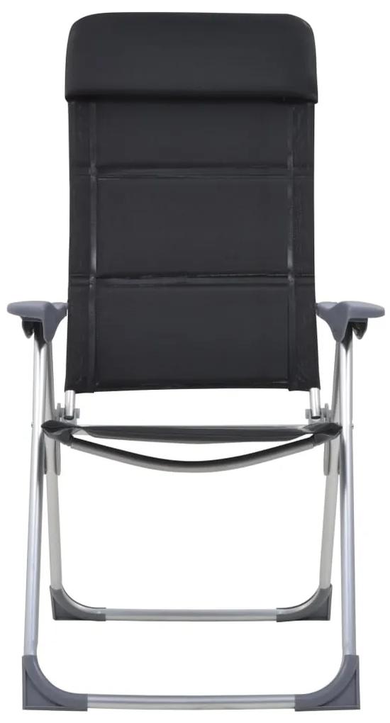 Kempingové židle z hliníku 2 ks 58 x 69 x 111 cm černé,  44313