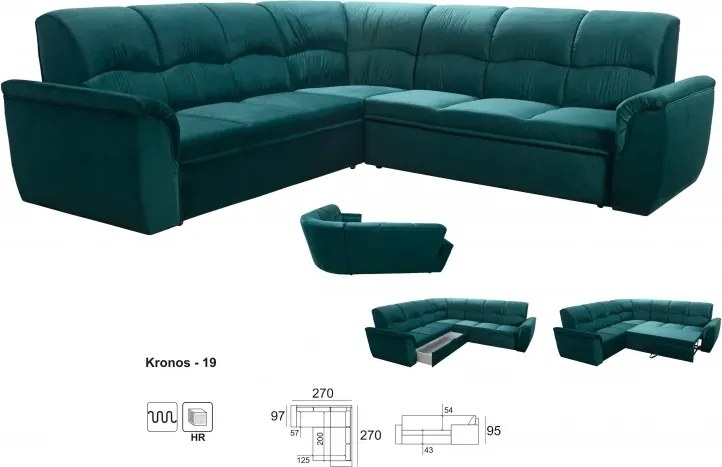 Rohová sedací souprava MAX, růže+hnědá (3995/105+2050/11)